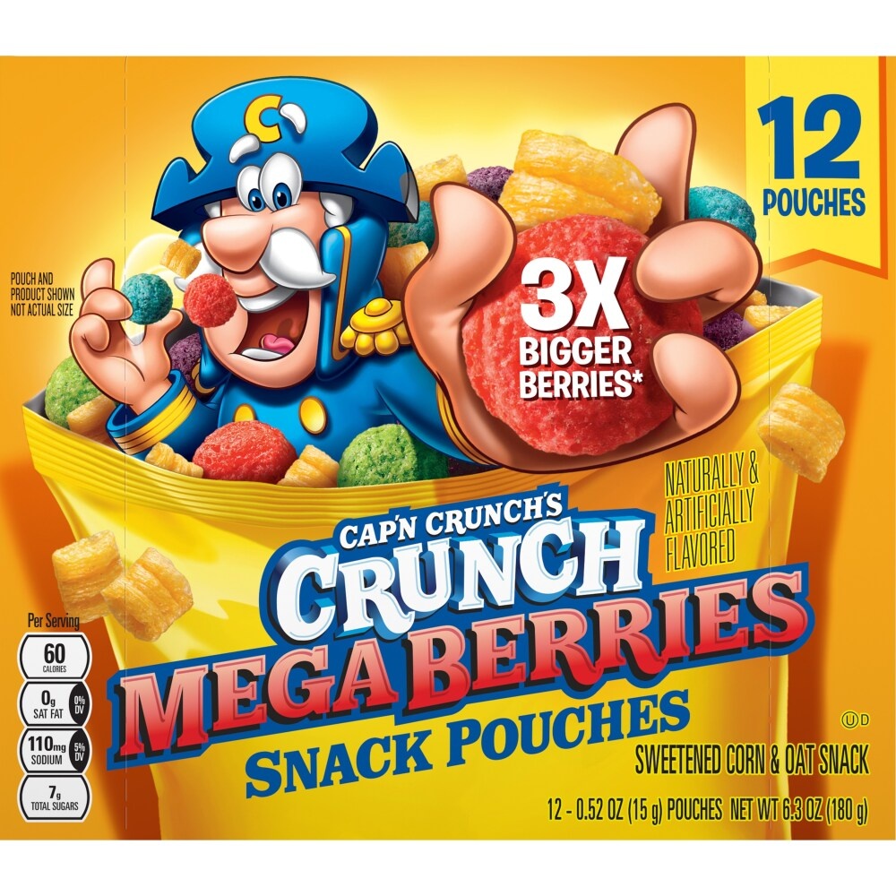 Cap'n Crunch's Crunch Mega Berries Snack Pouches 12 ct; 0.52 oz | Shipt
