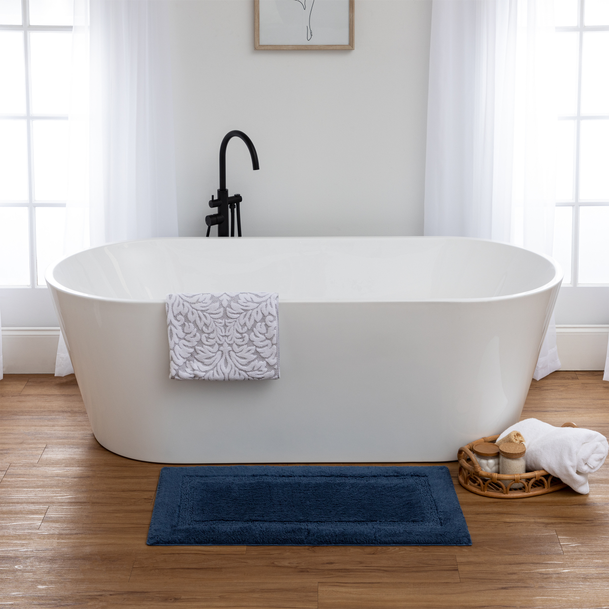 Mohawk Ensuite Cotton Border Bath Rug, 20in x 34in, Vintage Indigo 1 ct ...