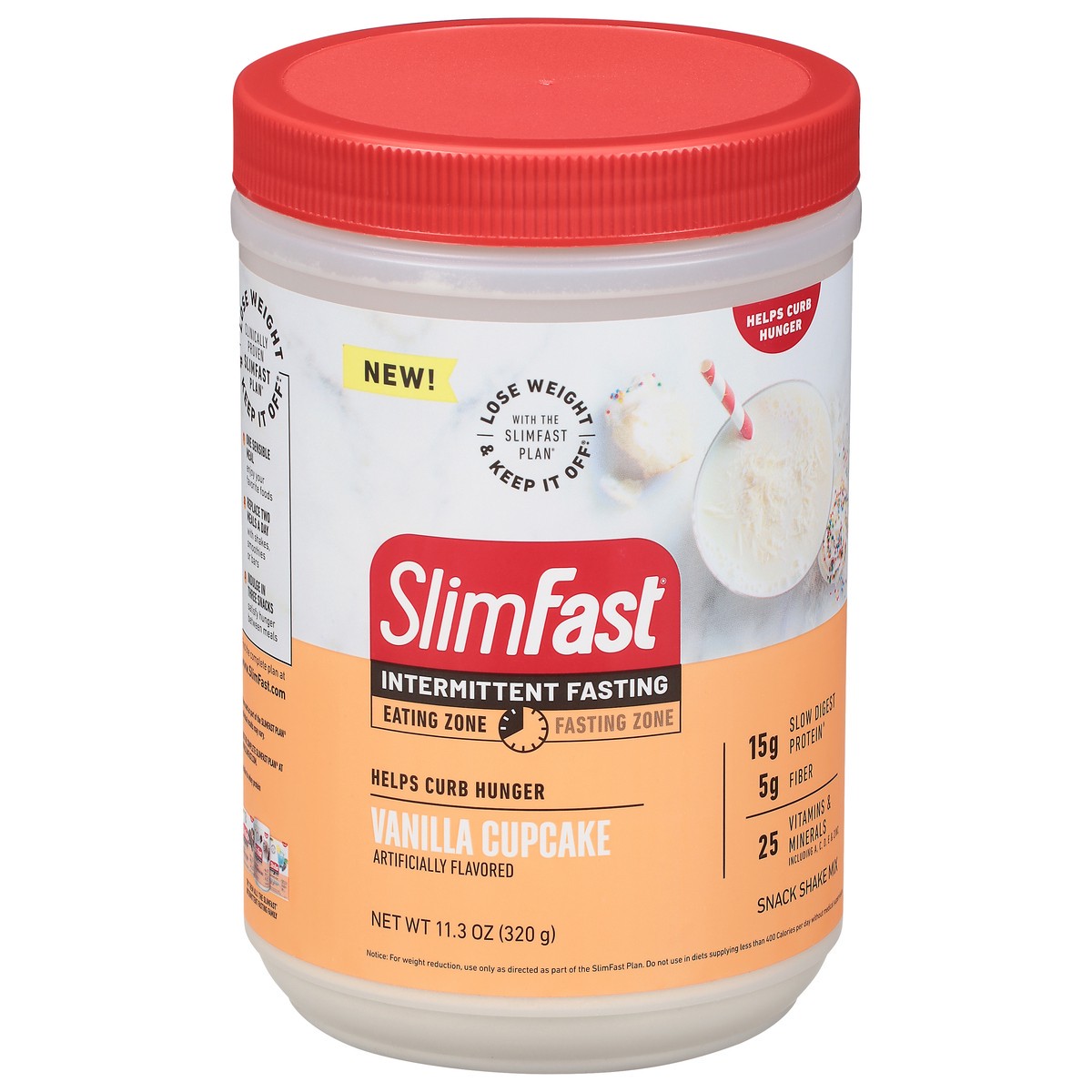 SlimFast Intermittent Fasting Vanilla Cupcake Snack Shake Mix 11.3 oz ...