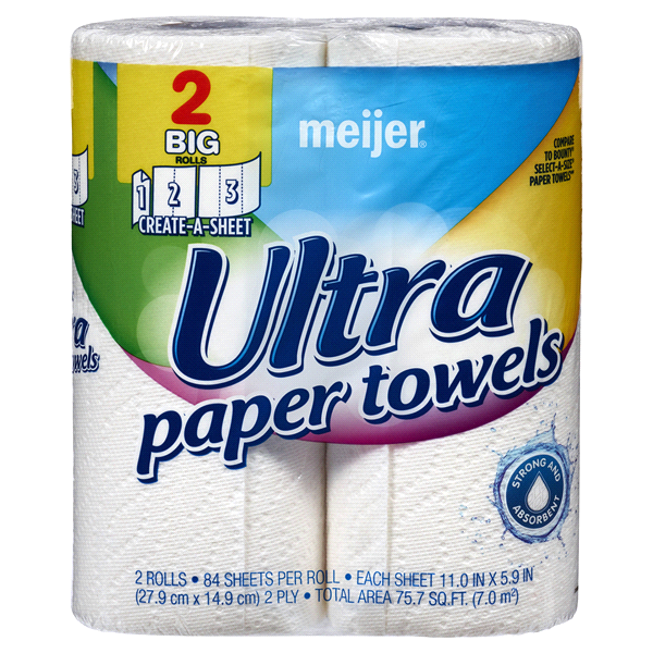 Meijer Ultra Paper Towels Choose A Size, 2 Big Rolls 2 ct | Shipt