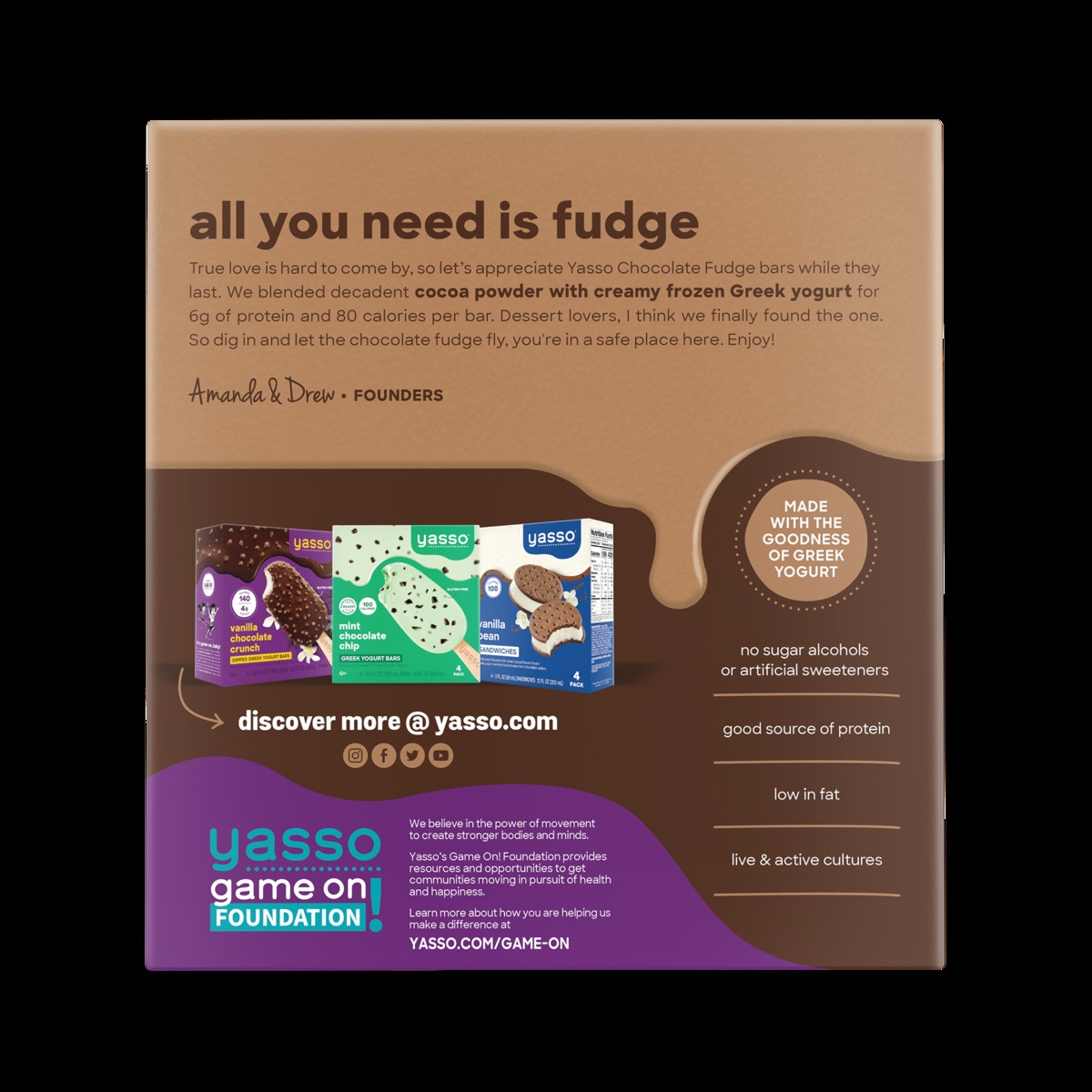 Yasso Chocolate Fudge Frozen Yogurt Bar 4 ct; 3.5 fl oz | Shipt