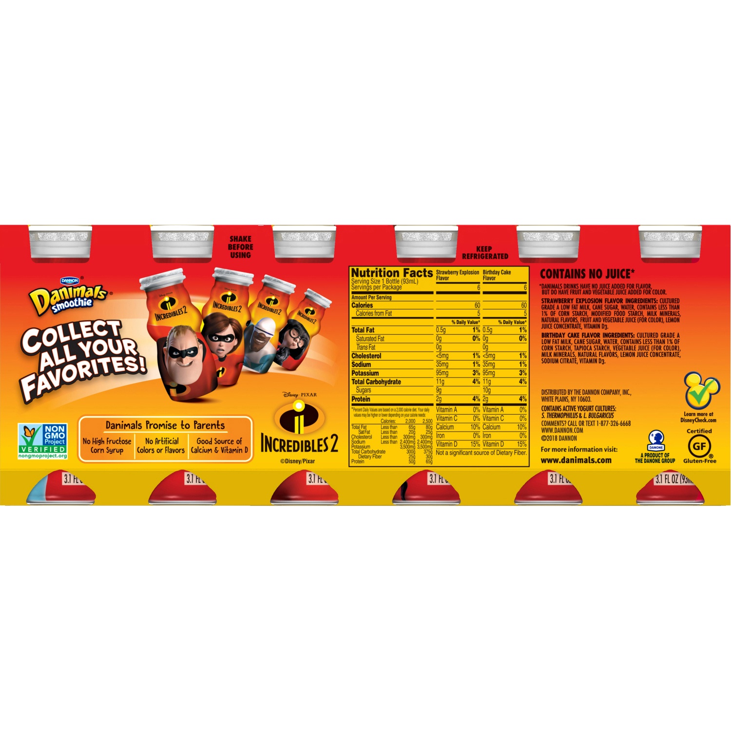 Danimals Strawberry Explosion & Birthday Cake Variety Pack Smoothies ...