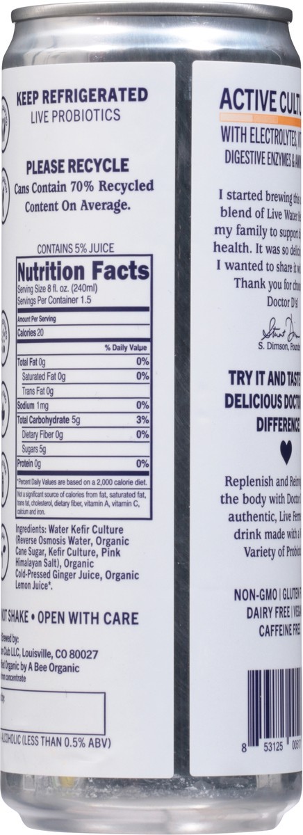 Doctor D's Sparkling Probiotic Drink Ginger Brew, 12 fl oz 12 fl oz | Shipt