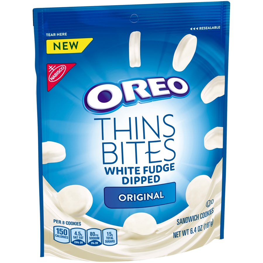 Oreo Thins Bites White Fudge Dipped Original Sandwich Cookies 6.4 oz ...