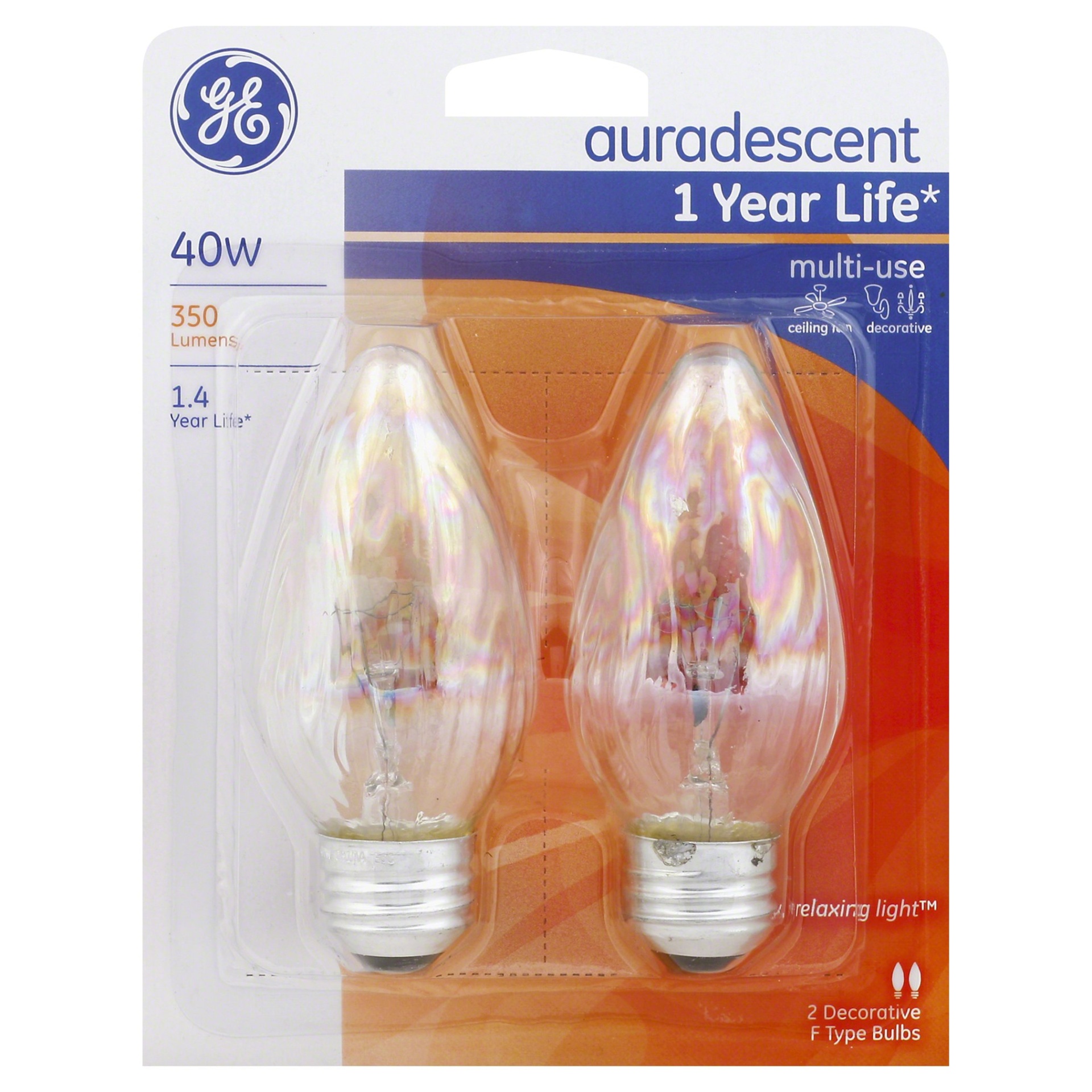 GE 40 Watt Blunt Tip, Medium Base, Multi Use, Decorative, Aura Bulb 2 ...