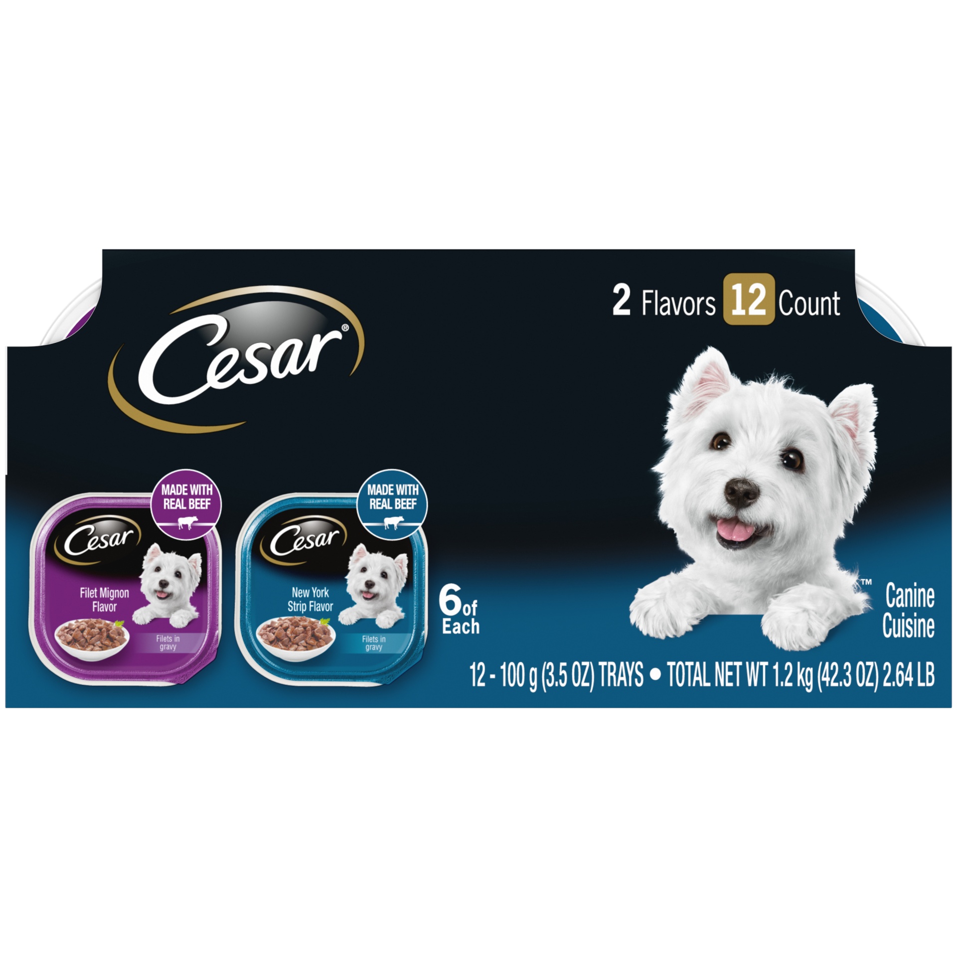 CESAR Adult Soft Wet Dog Food Filets in Gravy Variety Pack, Filet ...
