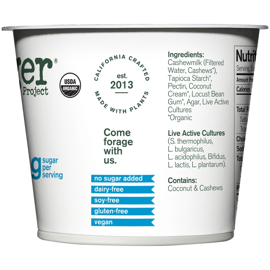 Forager Project Organic Probiotic Unsweetened Plain Cashewmilk Yogurt 5 ...