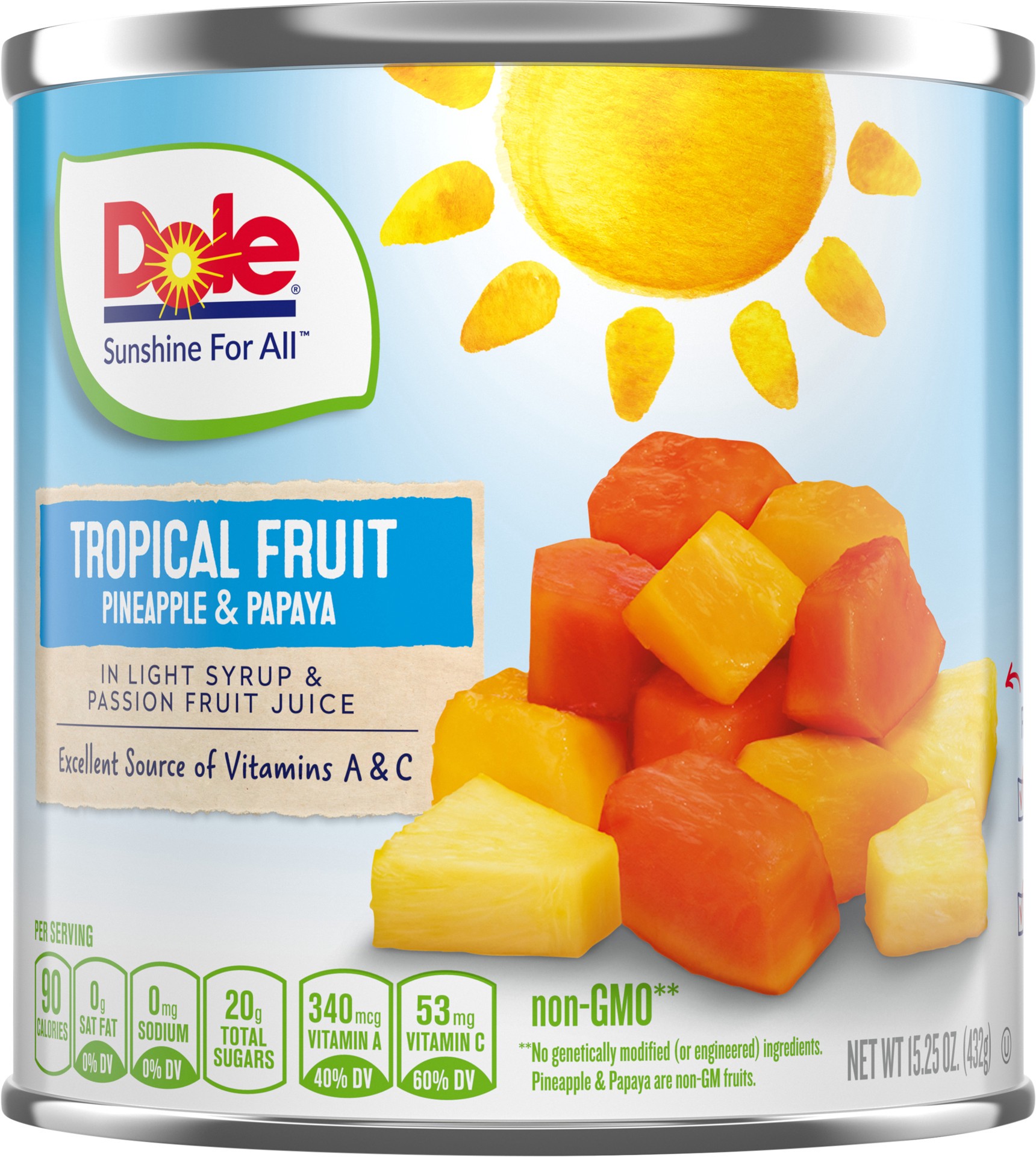 Dole Tropical Fruit Pineapple & Papaya in Light Syrup & Passion Fruit ...