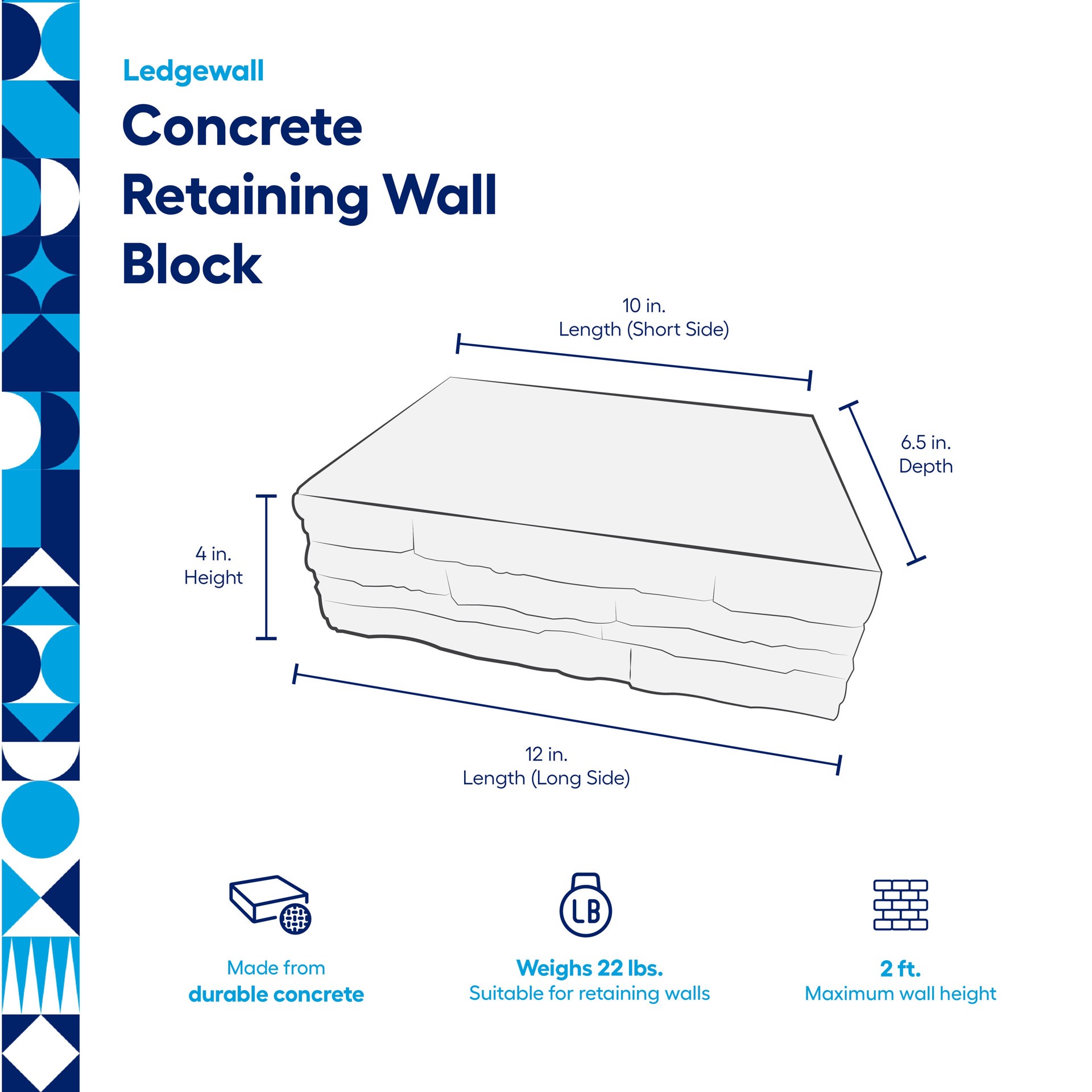 4.0-in H x 12.0-in L x 6.5-in D Ashland Concrete Retaining wall block 1 ...