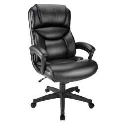 Realspace Fennington Bonded Leather High-Back Executive Chair, Black 1 ...