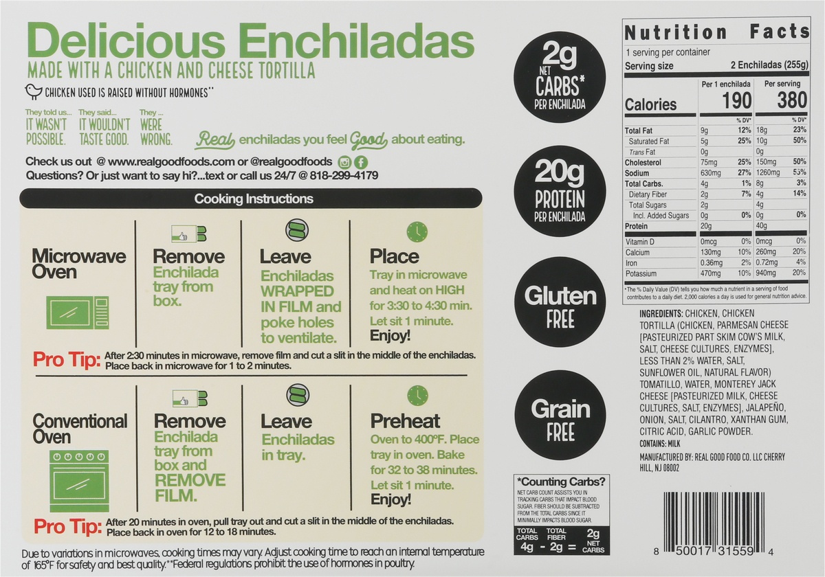 Realgood The Real Good Food Company Grande Chicken Enchiladas Frozen ...