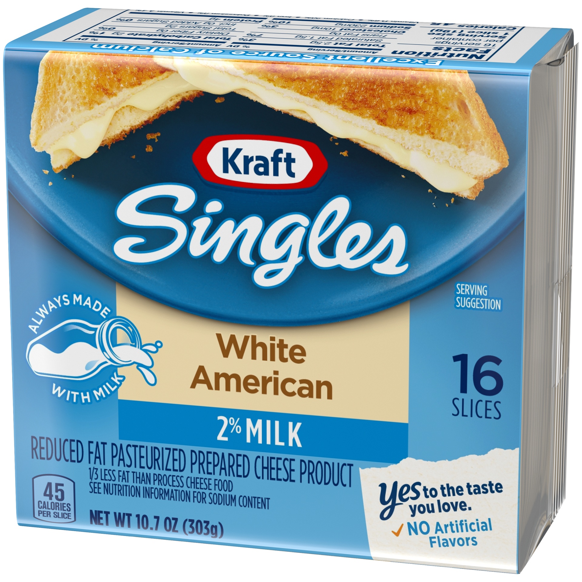 Kraft Singles White American Cheese Slices with 2% Milk Pack 10.7 oz ...