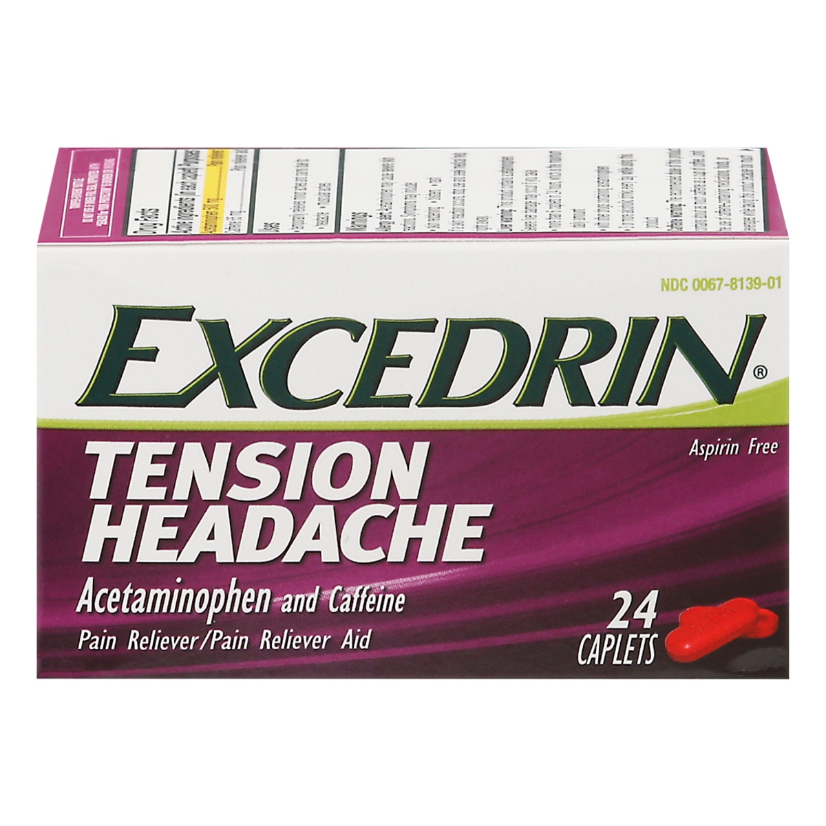 Excedrin Tension Headache Pain Reliever/Pain Reliever Aid 24 Caplets 24 ...