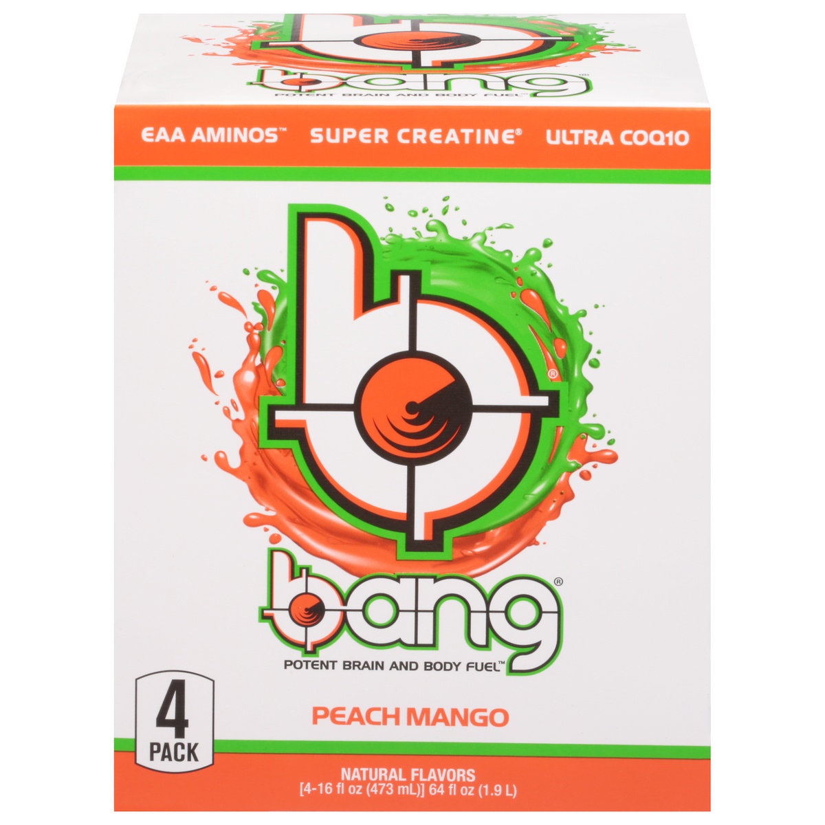Bang Energy Drink Peach Mango 4 Pack 16 Ounce Cans 64 fl oz | Shipt