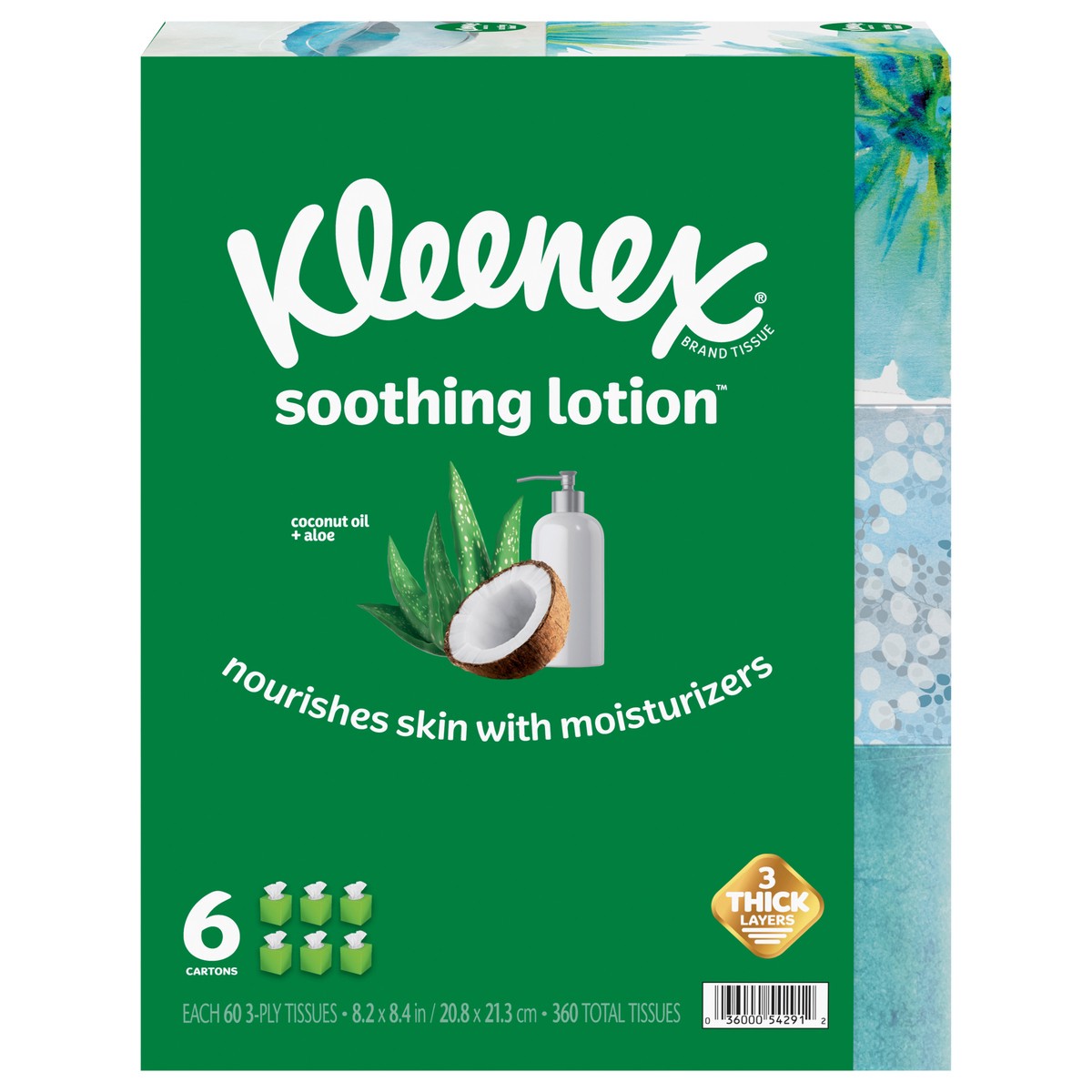 Kleenex Soothing Lotion Facial Tissues with Coconut Oil, 6 Cube Boxes ...