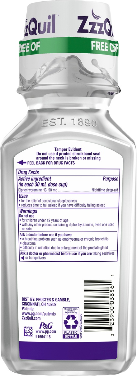 Vicks ZzzQuil Nighttime Sleep Aid Liquid, FREE OF Alcohol & Artificial ...