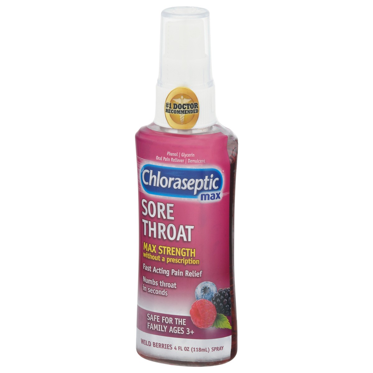 Chloraseptic Max Strength Sore Throat Spray, Wild Berries Flavor 4 oz ...