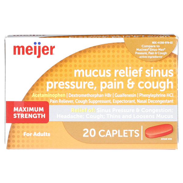 Meijer Mucus Relief Sinus-Max Pressure, Pain and Cough 20 ct | Shipt