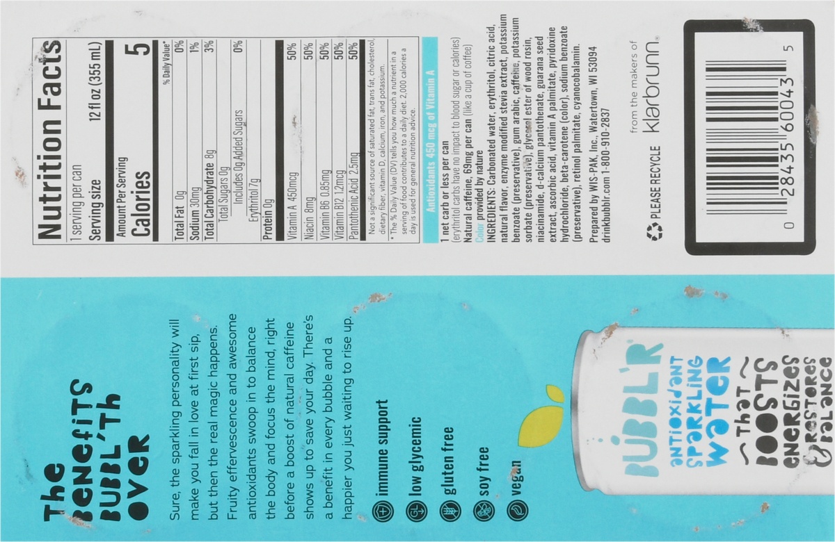 BUBBL'R Antioxidant Sparkling Water - tropical dream'r 12 fl oz | Shipt