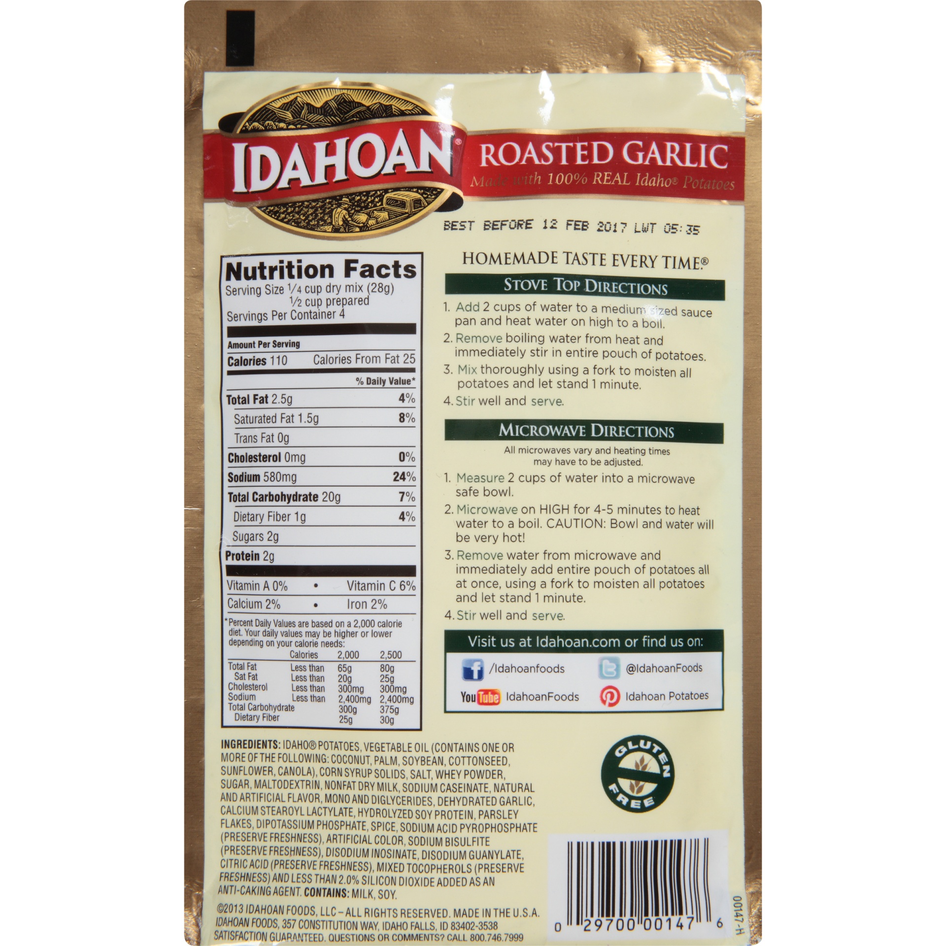 Idahoan Roasted Garlic Mashed Potatoes 4 oz | Shipt