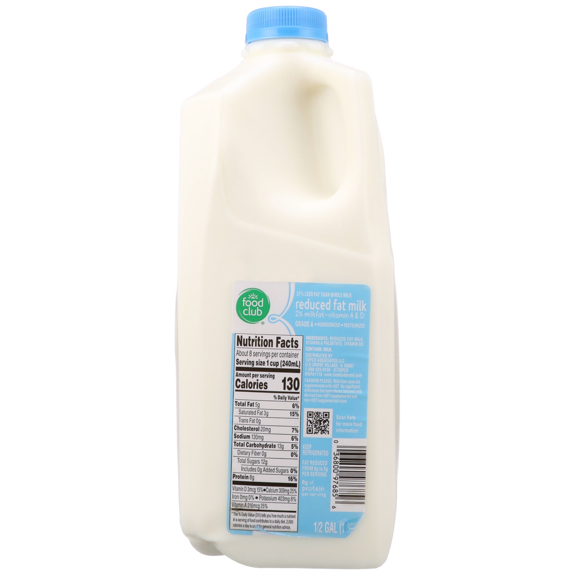 Food Club 2% Reduced Fat Milk 1/2 gal | Shipt