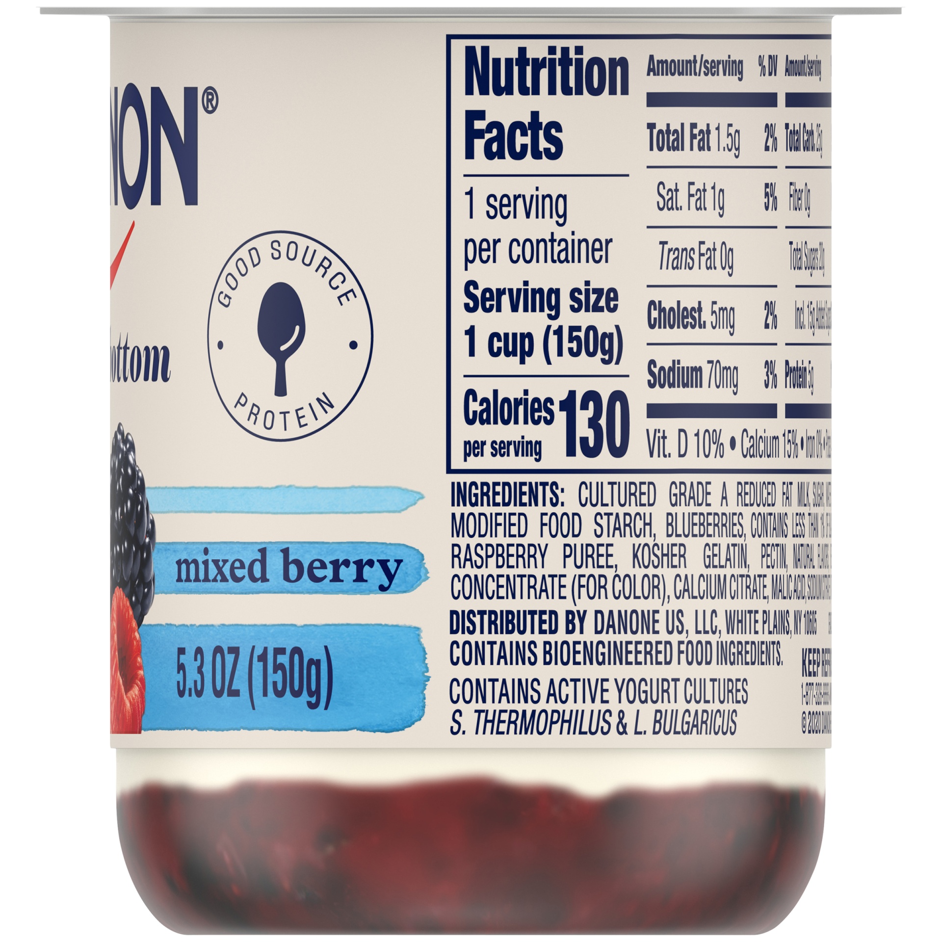 Dannon Fruit on the Bottom Mixed Berry Yogurt 5.3 oz | Shipt