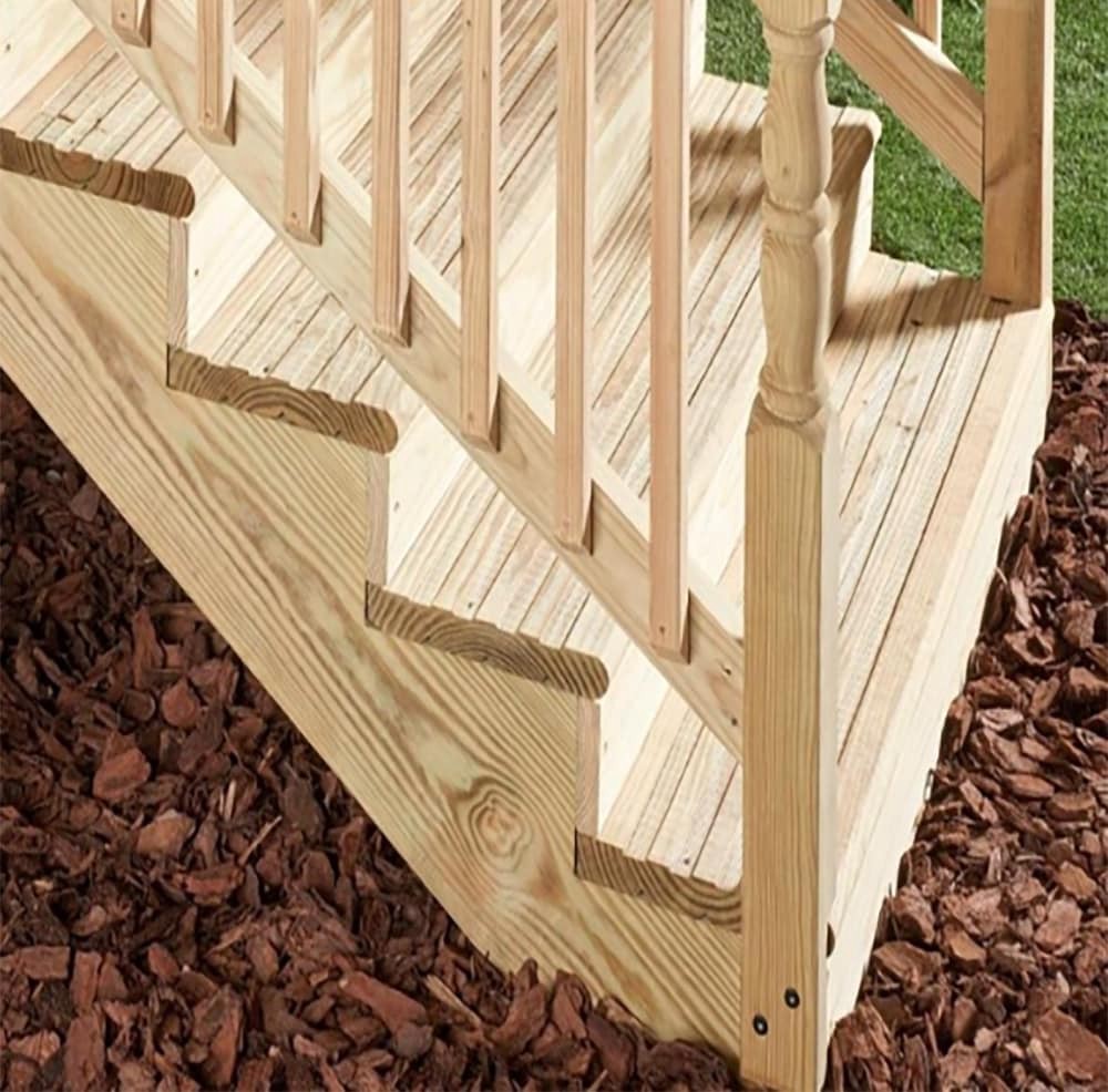 Severe Weather 4 -Steps Pressure Treated Redwood Wood Outdoor Stair ...