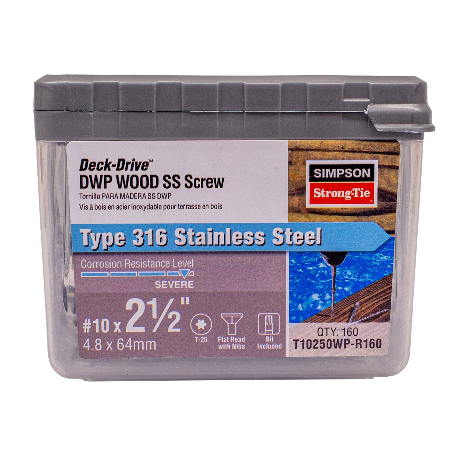 Simpson Strong-Tie #10 x 2-1/2-in Wood to wood Deck Screws ( 160 -Per ...
