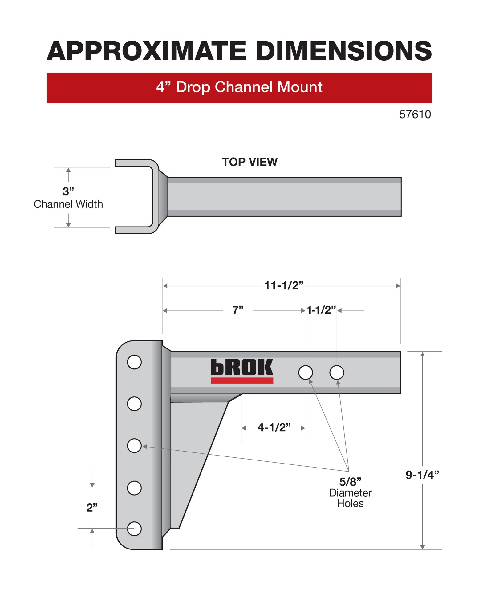 bROK Channel Mount 4-in Drop 2-in Solid Shank 22K-lbs 1 ct | shipt