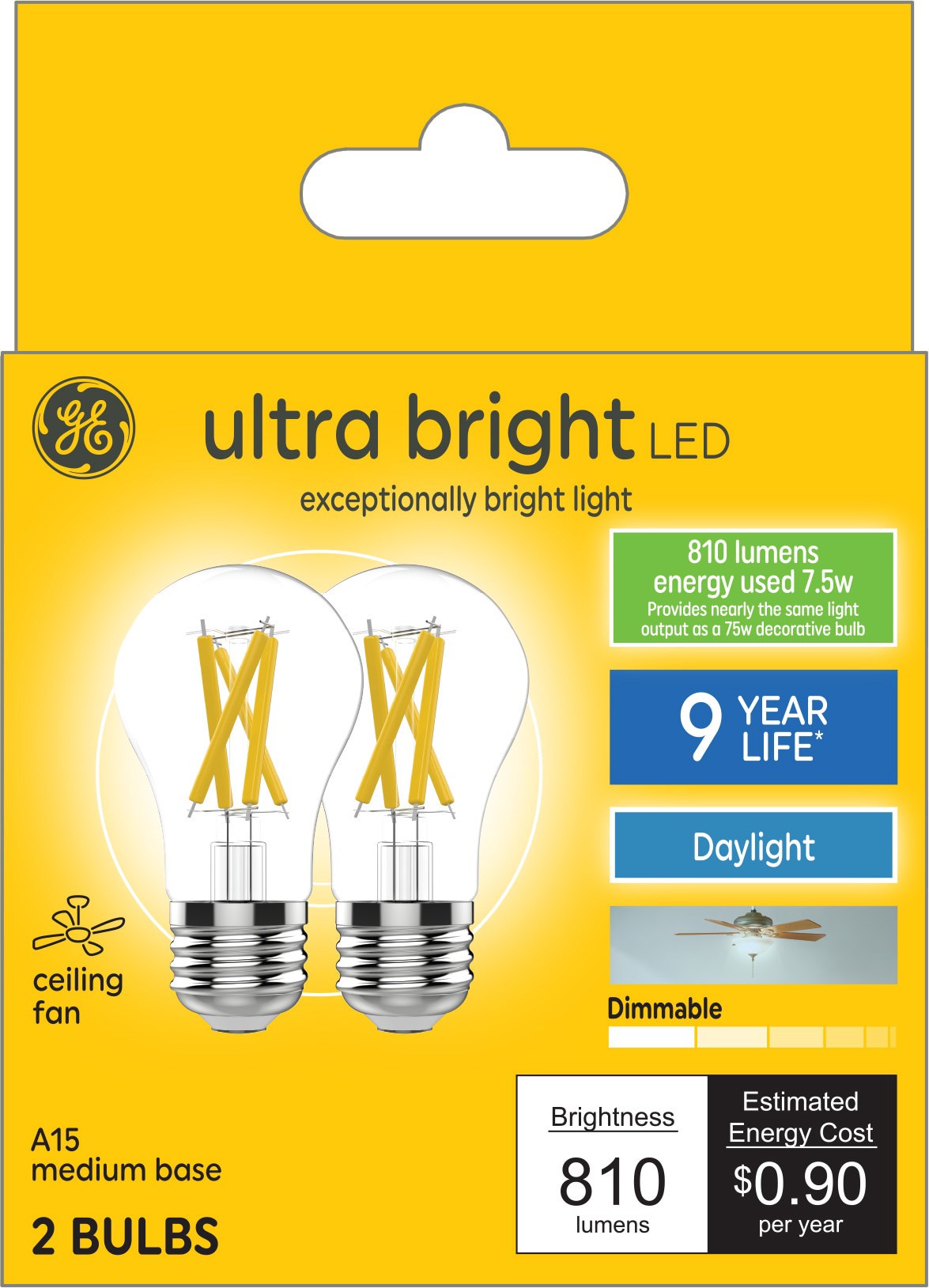 GE Ultra Bright LED 75 -Watt EQ A15 Daylight Dimmable LED General ...
