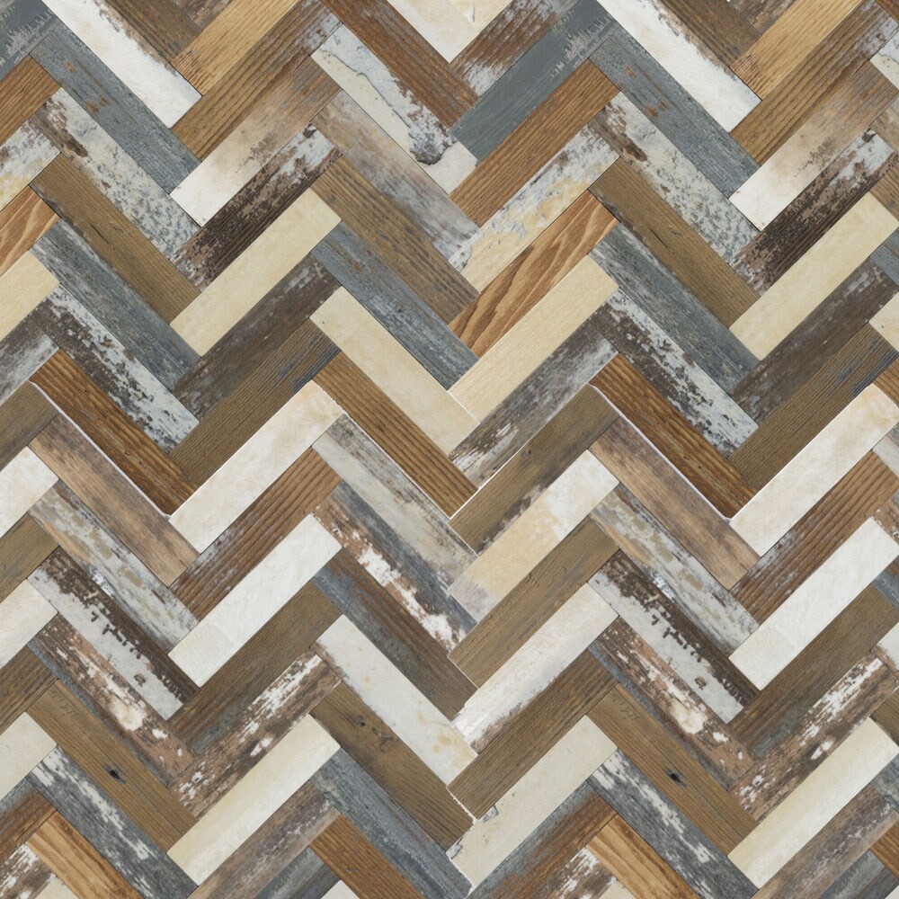 Peel&Stick Tile Barnyard Woodlands Brown 10-in x 11-in Brushed PVC Wood ...