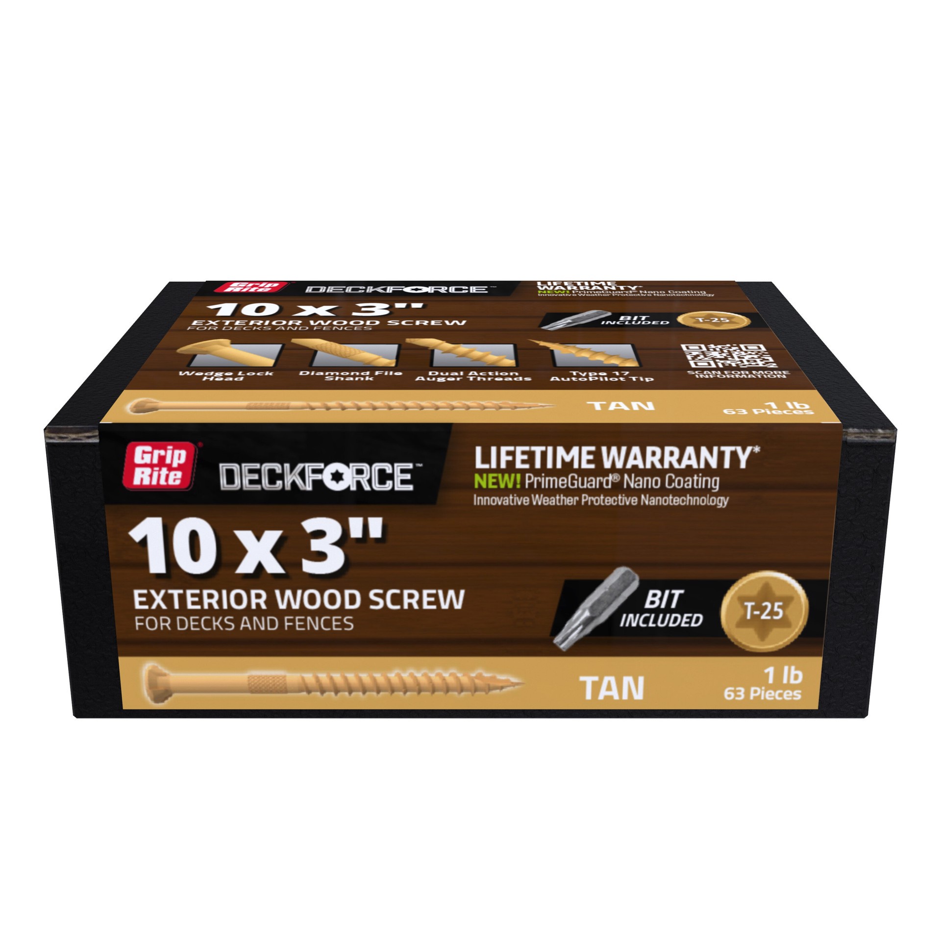 DeckForce by Grip Rite #10 x 3-in Wood to wood Deck Screws ( 63 -Per ...