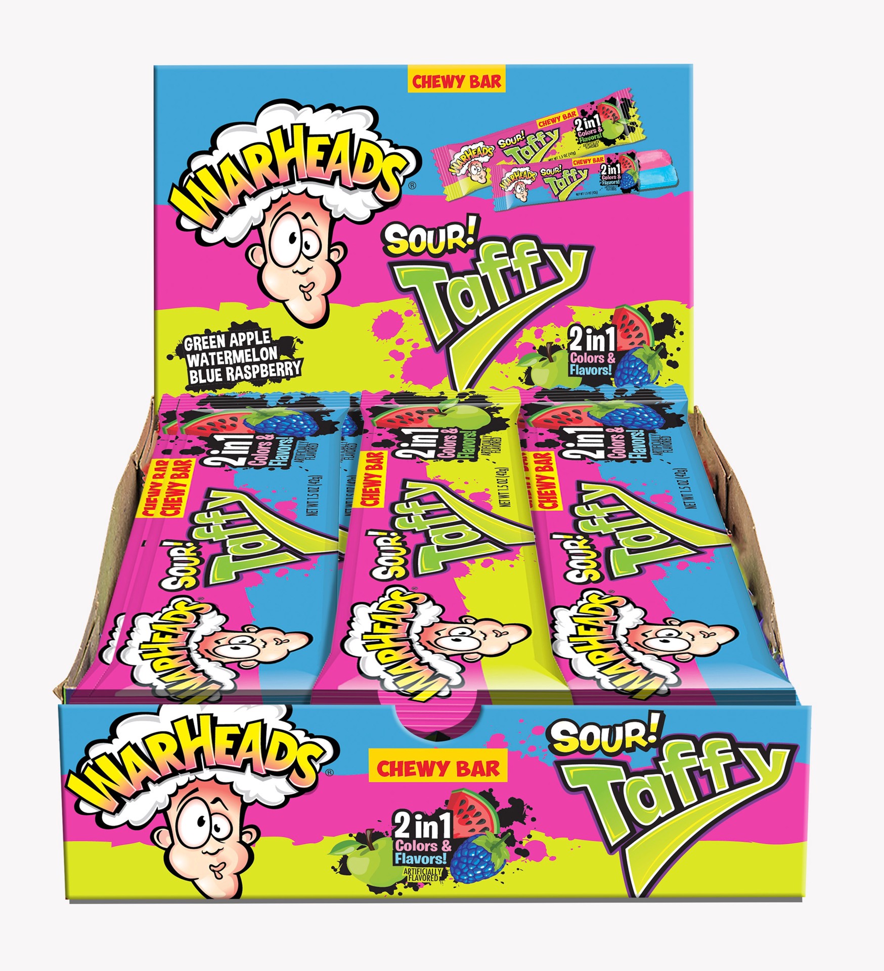 WARHEADS Green Apple, Watermelon, Blue Raspberry Confections-Soft (1.49 ...