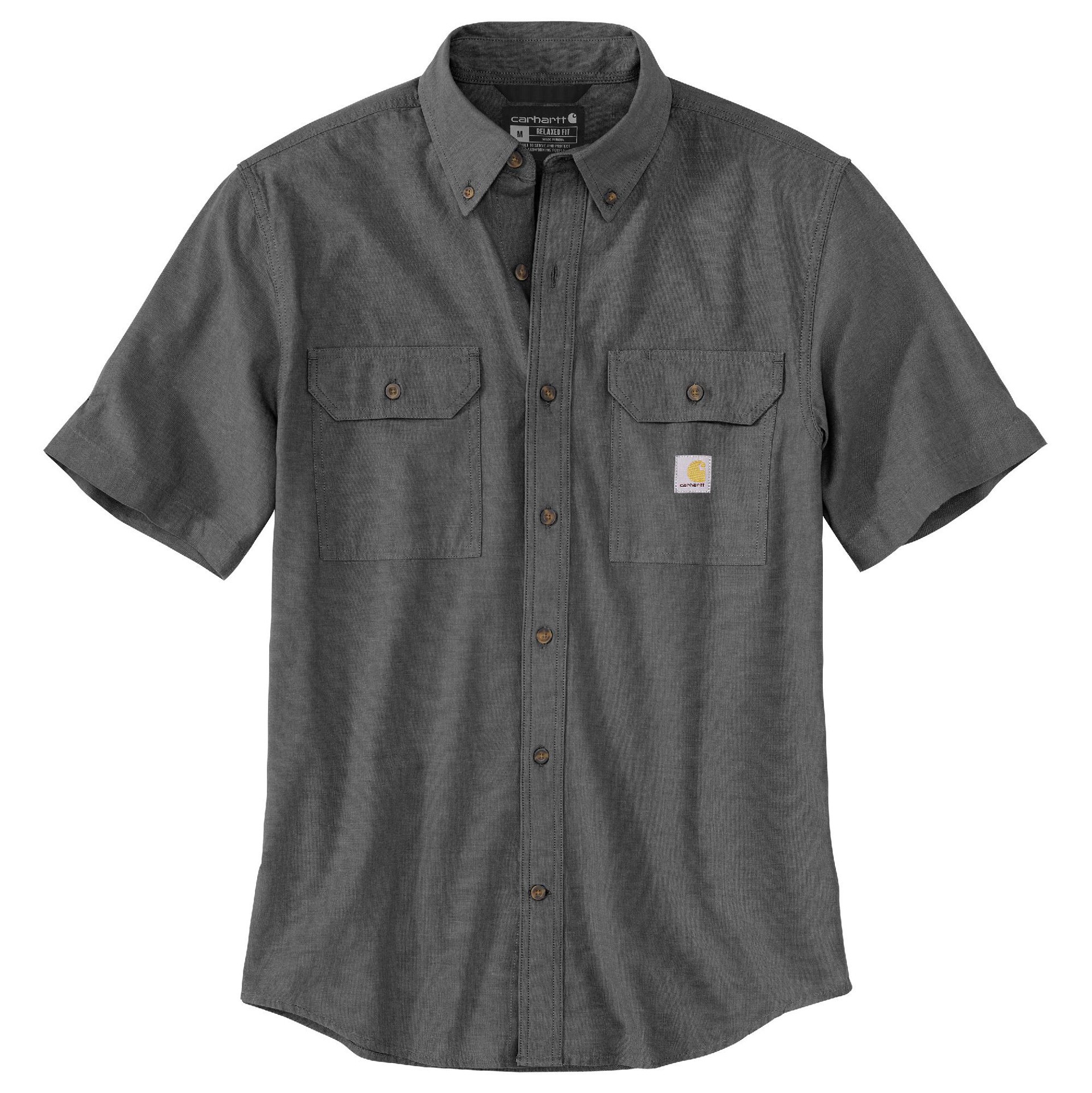 Carhartt Men's Black Medium weight Knit Short sleeve Solid Button-down ...
