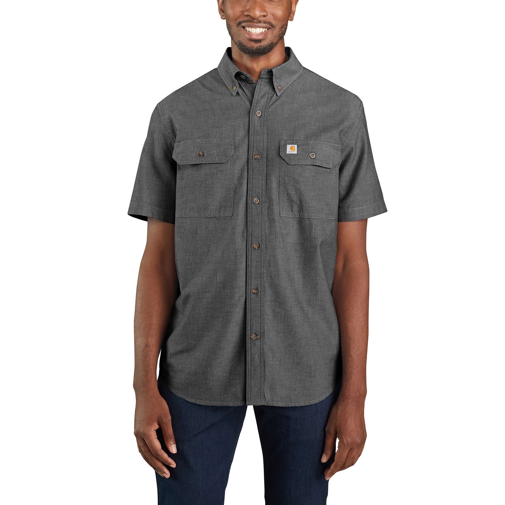Carhartt Men's Black Medium weight Knit Short sleeve Solid Button-down ...