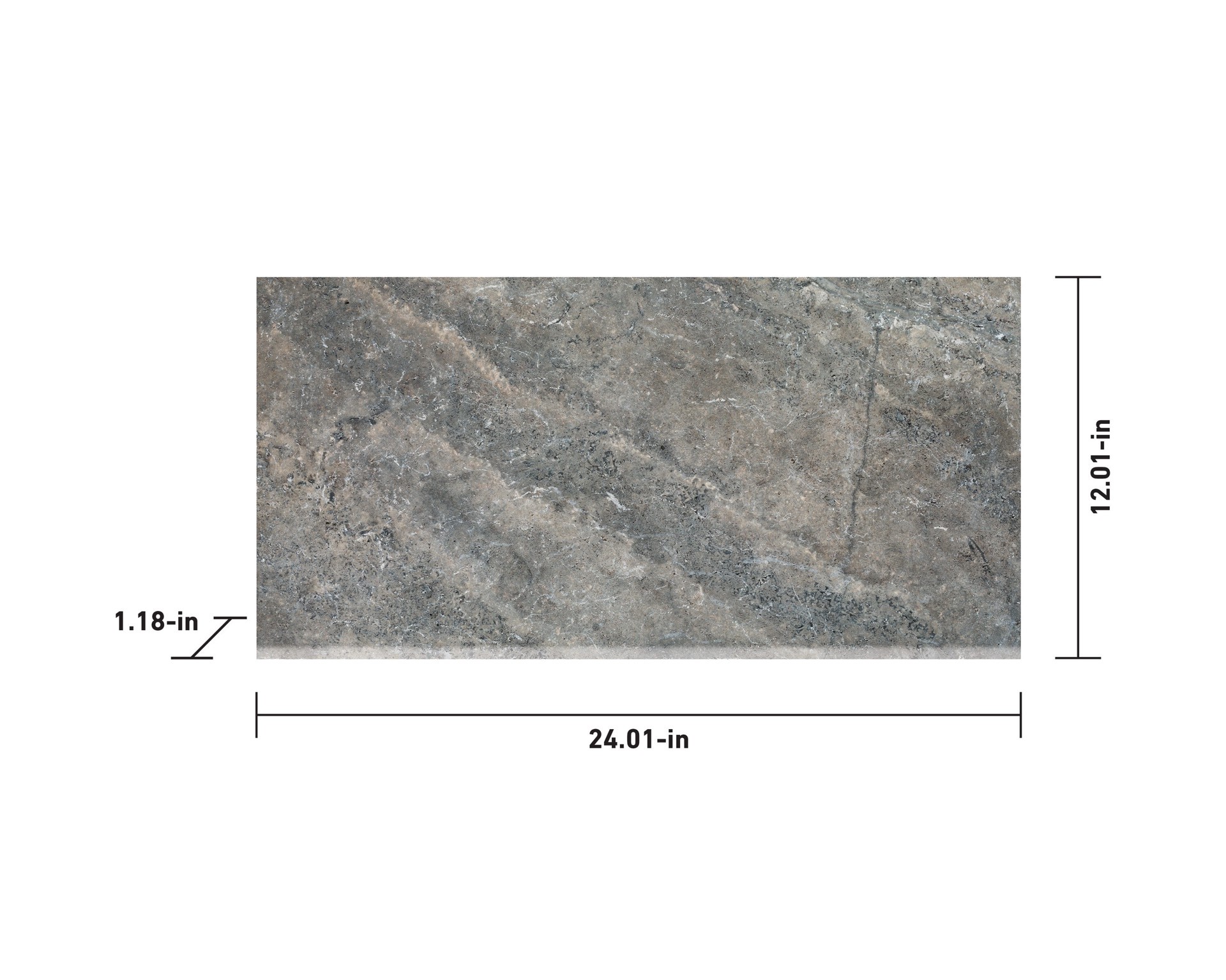 Satori 24-in L x 12-in W x 1.18-in H Rectangle Coastal Gray Natural ...