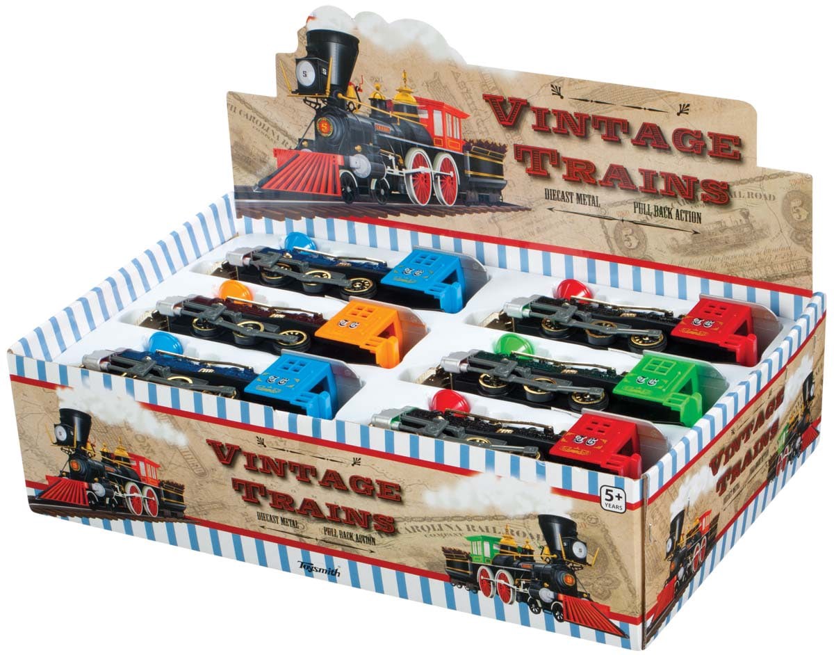 Toysmith Die-Cast Metal and Plastic Pull-Back Action Train Engine ...