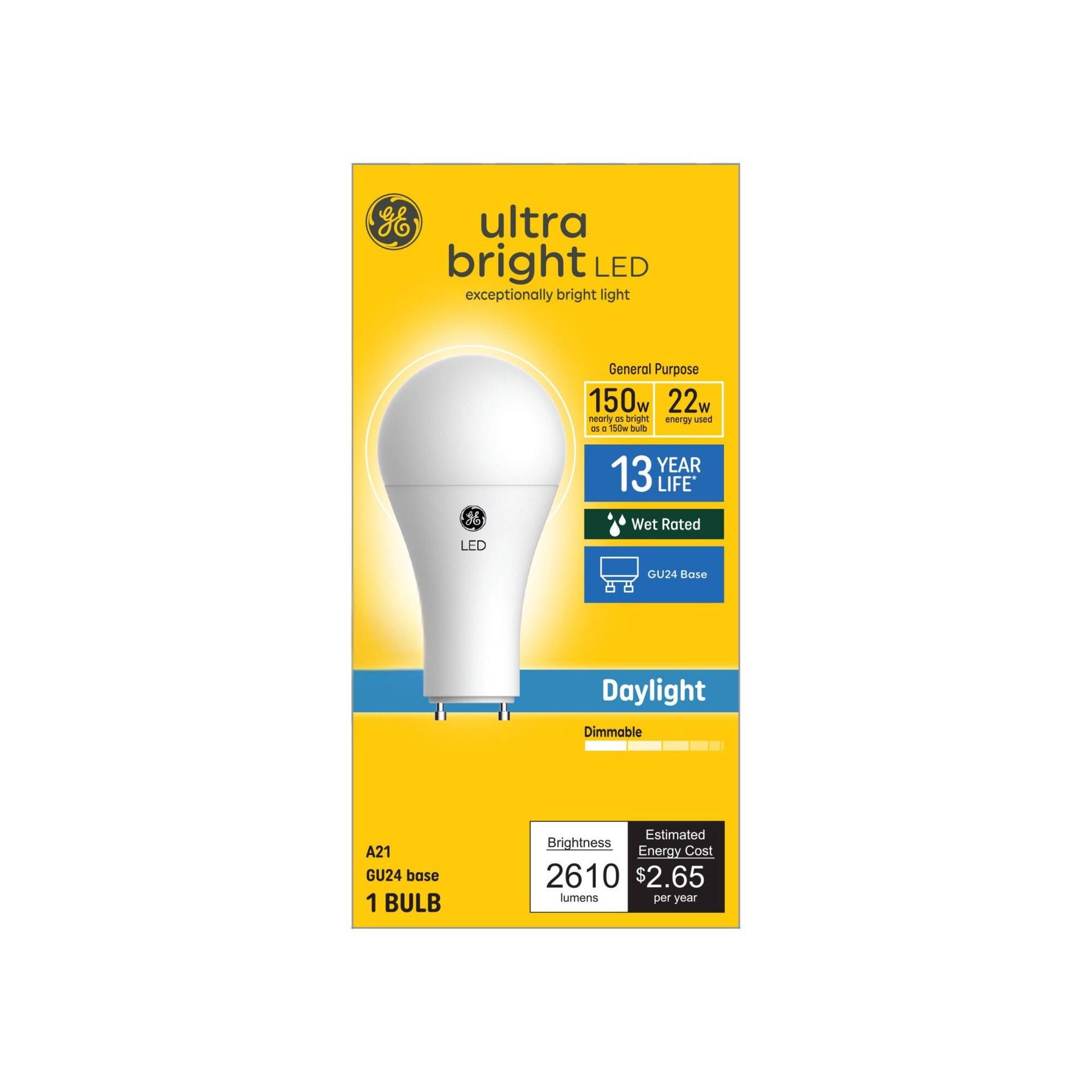 GE Ultra Bright 150 -Watt EQ A21 Daylight GU24 pin base GU24 Dimmable ...