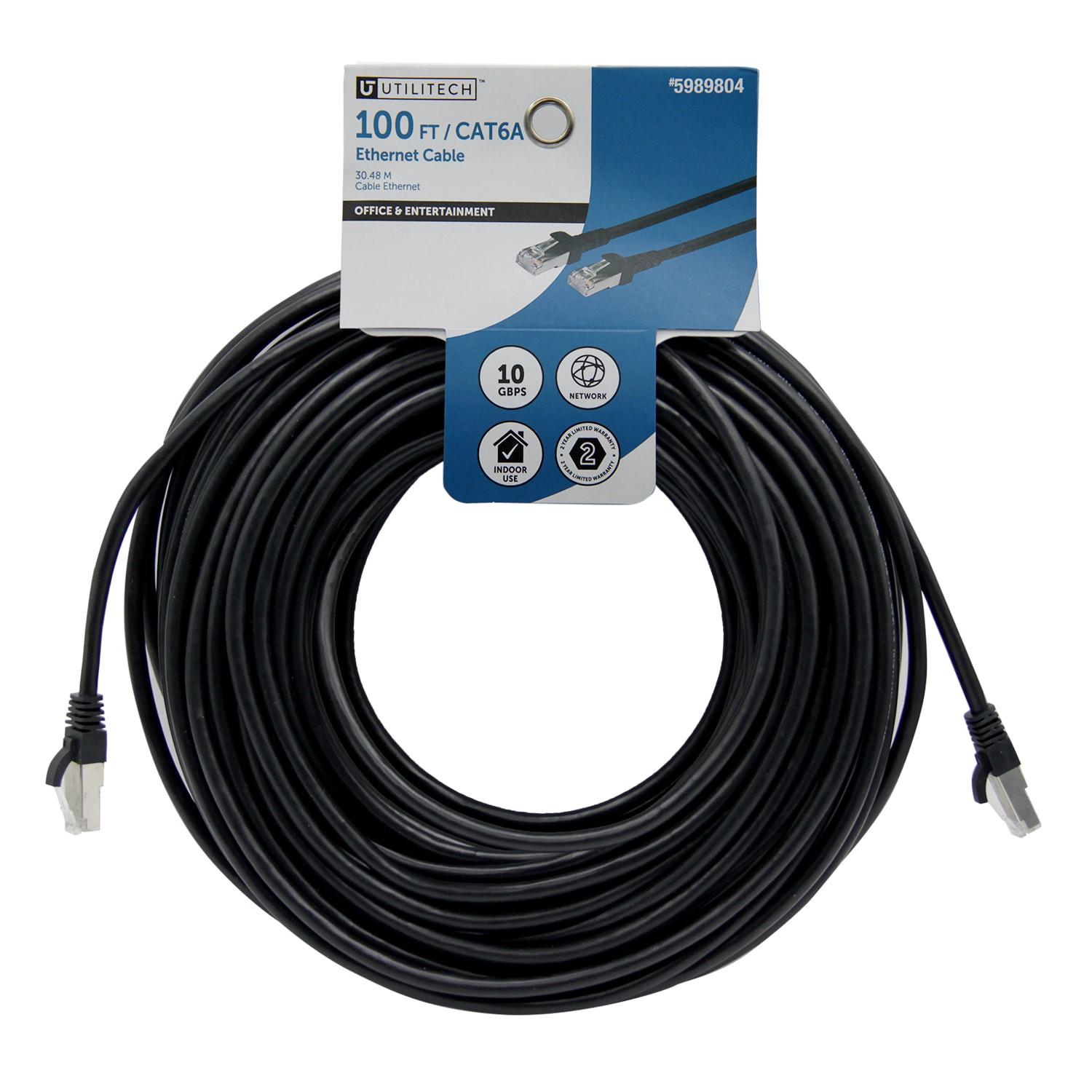 Utilitech 100-ft Cat 6A Black Ethernet Cable 1 ct | shipt