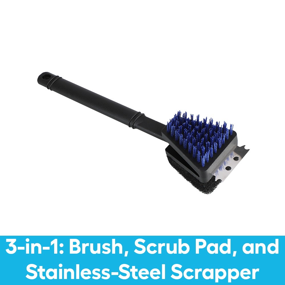 Lowe's Essentials 3-in-1 Stainless Steel Scraper Nylon Grill Brush and ...
