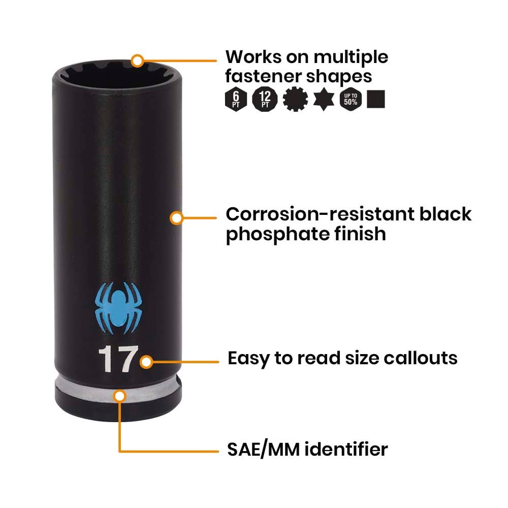 Spyder 9 -Piece Metric 3/8-in Drive Set 6-point/12-point/Spline/Star ...
