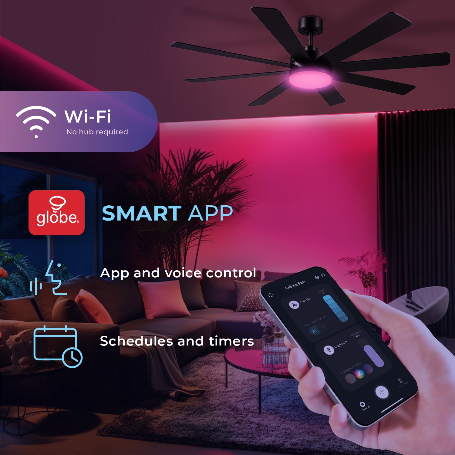 Globe Electric Colossus 60-in Matte Black with Matte Blades Color ...