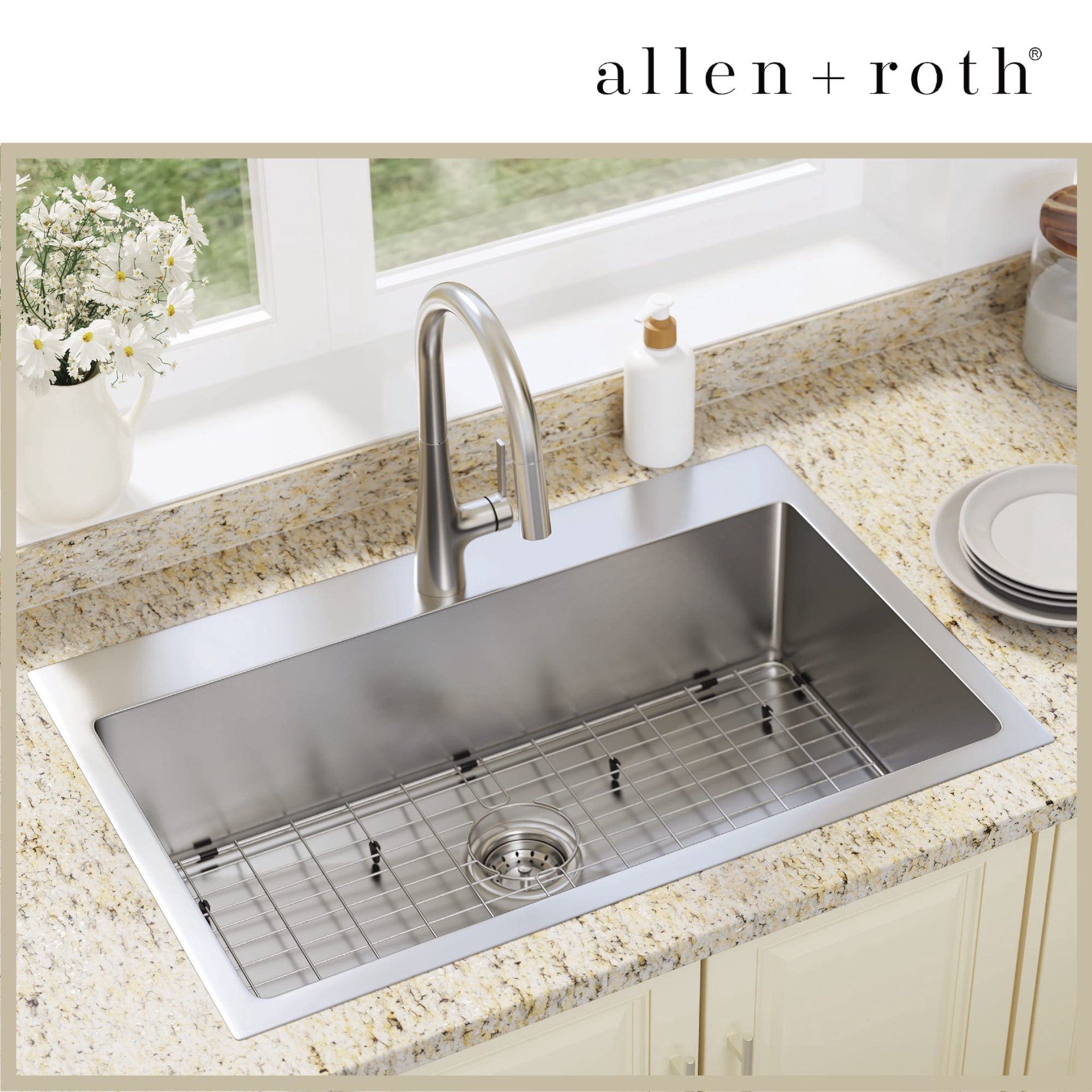 allen + roth Alden Drop-in or undermount 33-in x 22-in Stainless steel ...
