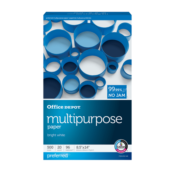 Office Depot Multi-Use Paper, Legal Size (8 1/2'' X 14''), 20 Lb, White ...