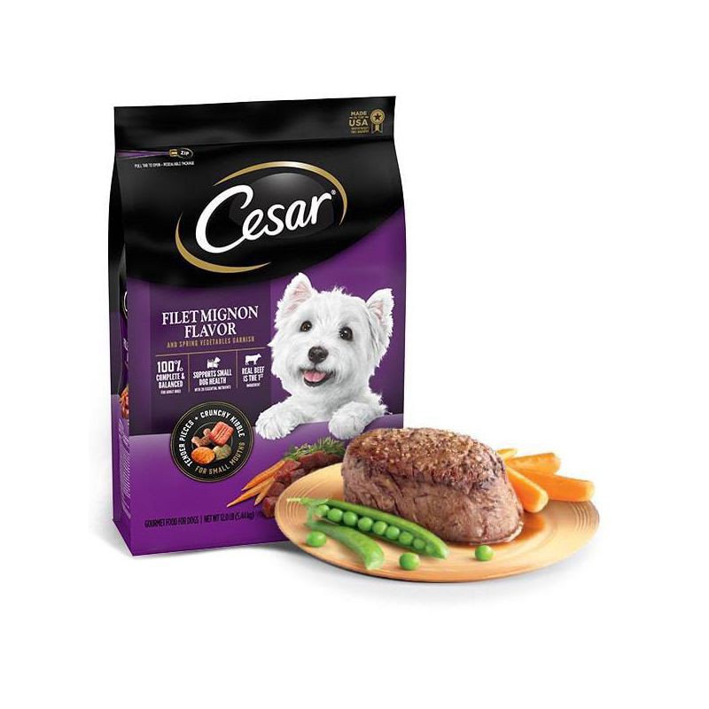 Cesar Filet Mignon Beef Steak Flavor Gourmet Adult Dry Dog Food - 12lbs ...