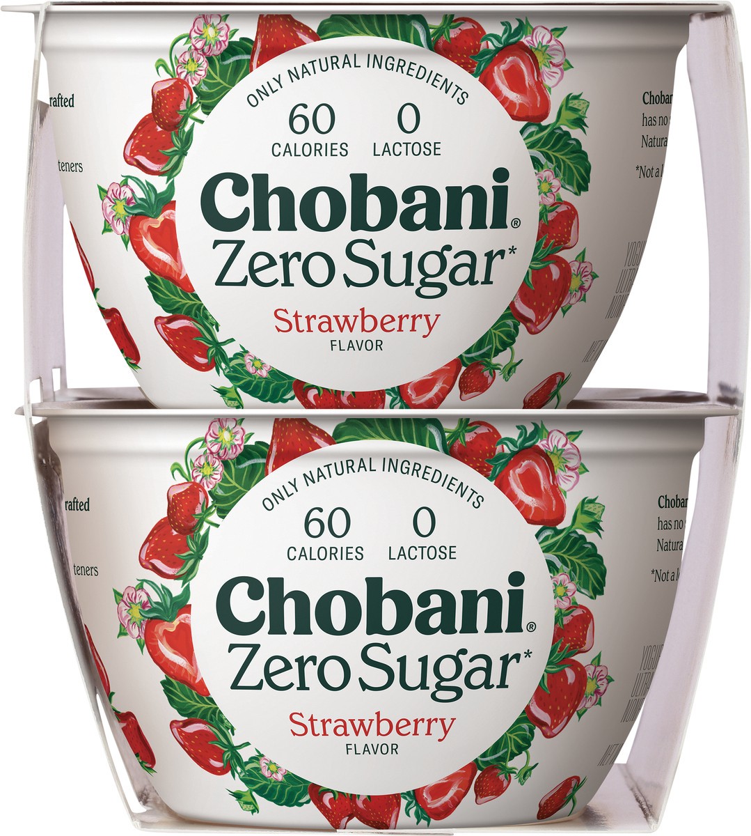 Chobani Zero Sugar Strawberry Flavor Yogurt Cups 4 x 5.3 oz, 150 gram ...