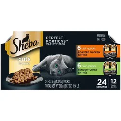 Sheba Perfect Portions Cuts in Gravy Chicken and Turkey Flavor Variety ...