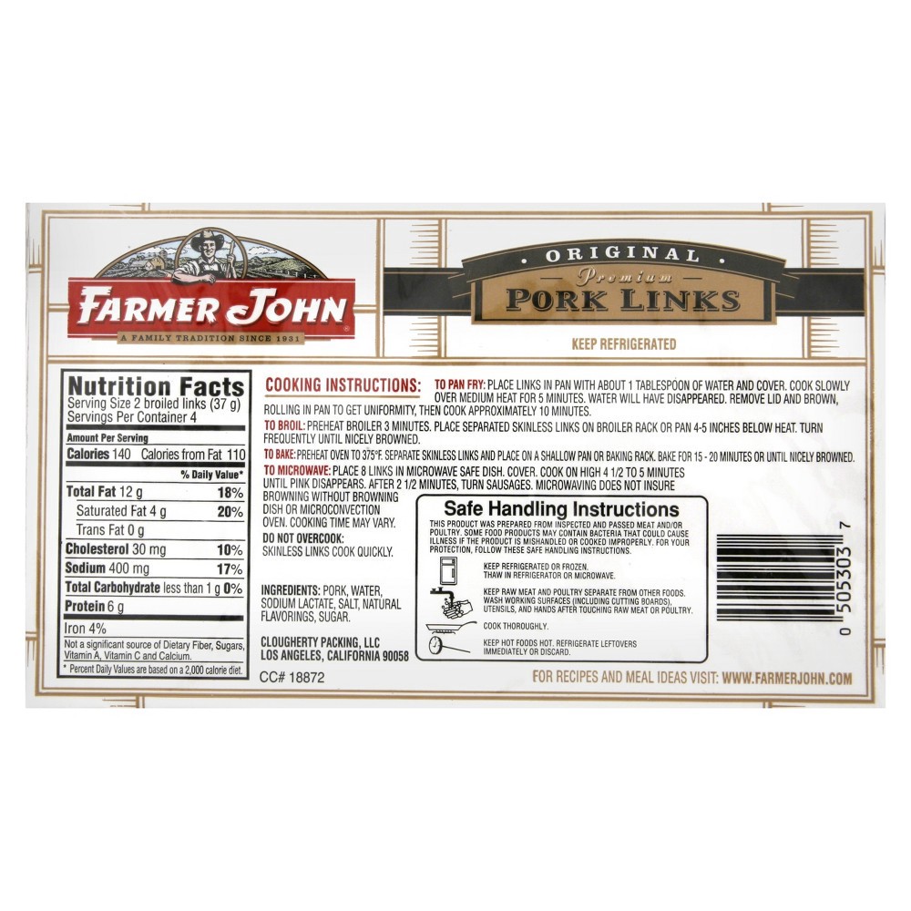 Pork Sausage Link Calories
