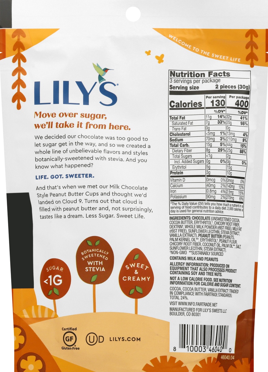 Lily's Sweets Milk Chocolate Style Peanut Butter Cups 3.5 oz | Shipt
