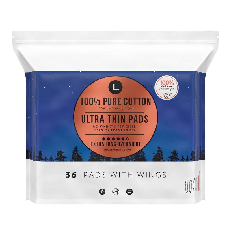 L . Pure Cotton Chlorine Free Top Layer Ultra Thin With Wing Overnight ...